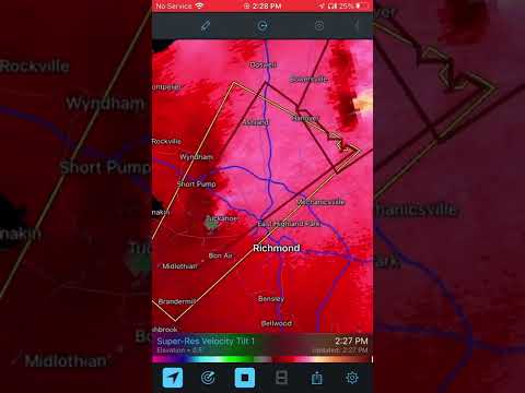 Tornado Warnings NW and NE Richmond VIRGINIA Super Res Velocity Radar indicated