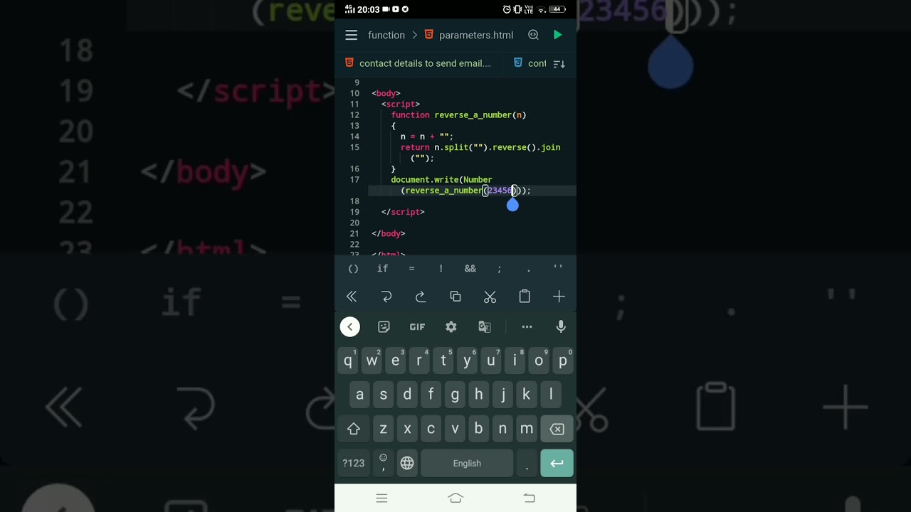Print reverse number by using JavaScript function 🔥 #webdevelopment #youtubeshorts #shorts