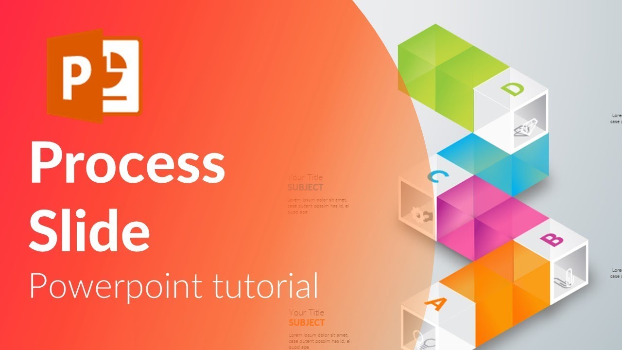 Process slide with cubes. Powerpoint Tricks.