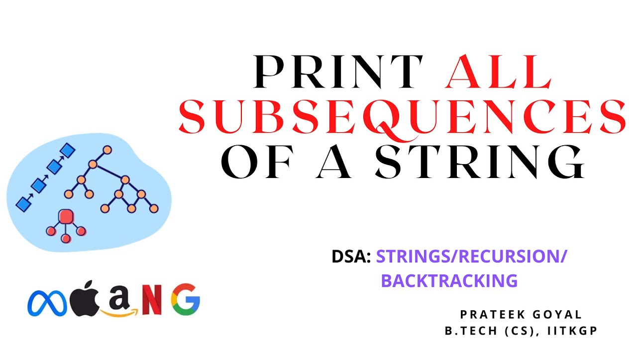 Print all subsequences of a String | Java | Data Structures | Strings, Backtracking