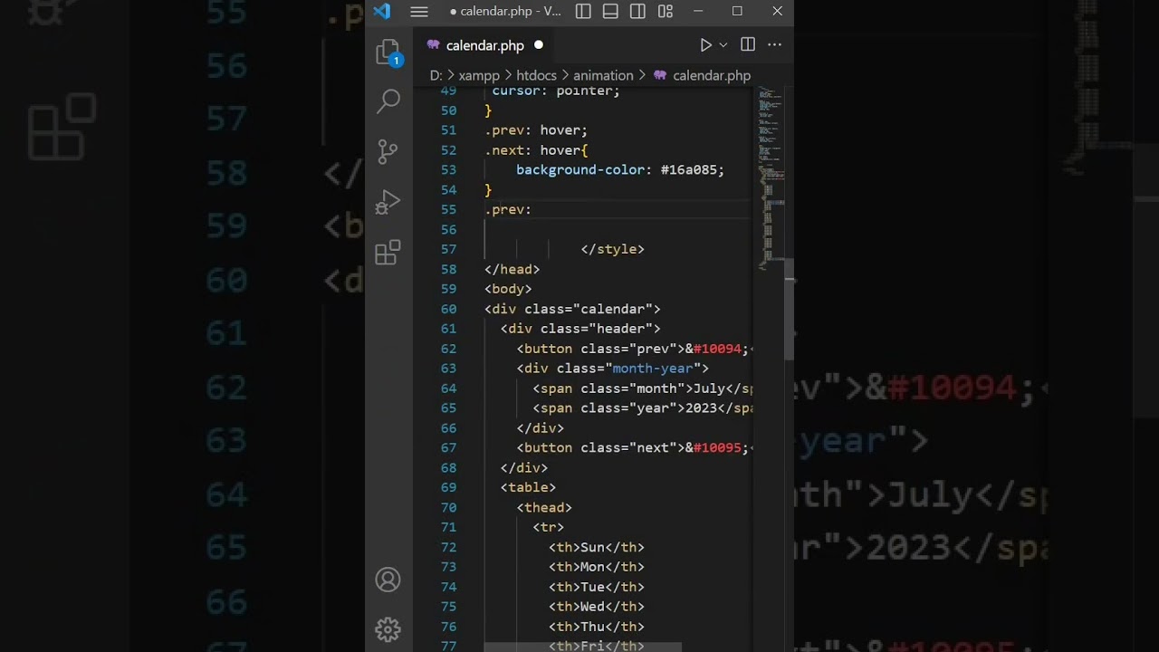 Calendar || HTML CSS || Pure CSS Calendar