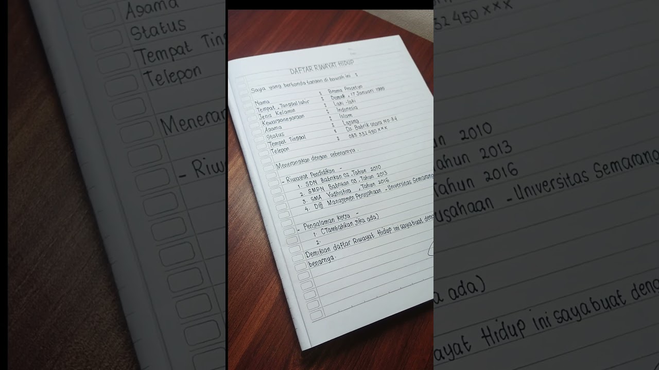 Daftar Riwayat Hidup Tulisan Tangan yang Baik dan Benar✍️ #cv #daftarriwayathidup #tulisantangan