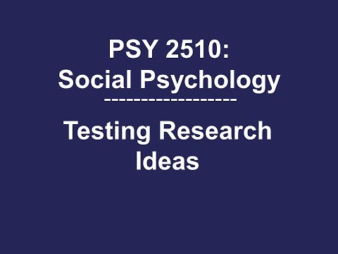PSY 2510 Social Psychology: Testing Research Ideas
