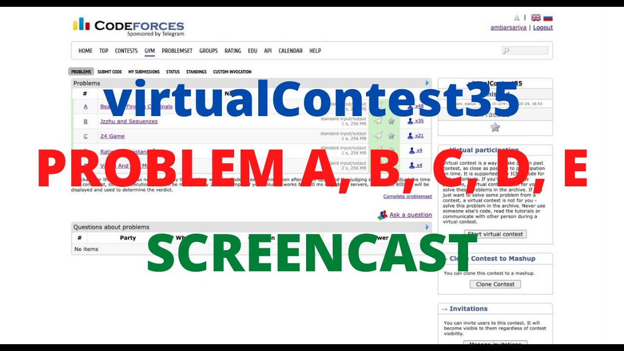 virtualContest35 Video Editorial Codeforces