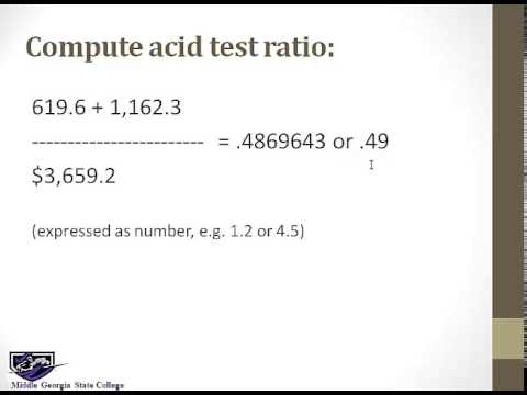 acct 2101 acid test quick ratio