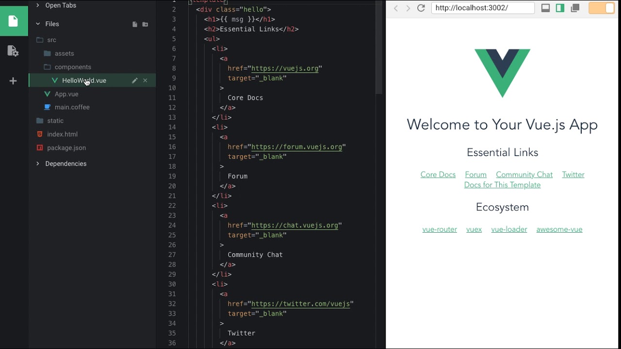 CoffeeScript support for codesandbox vue-cli