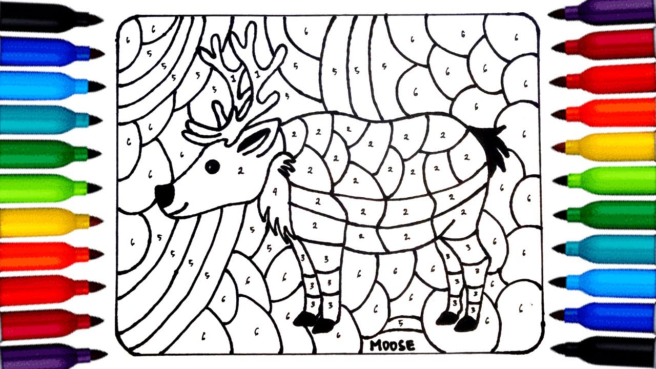 How to color the Moose by number | Drawing, Coloring and Painting for Kids and Toddlers