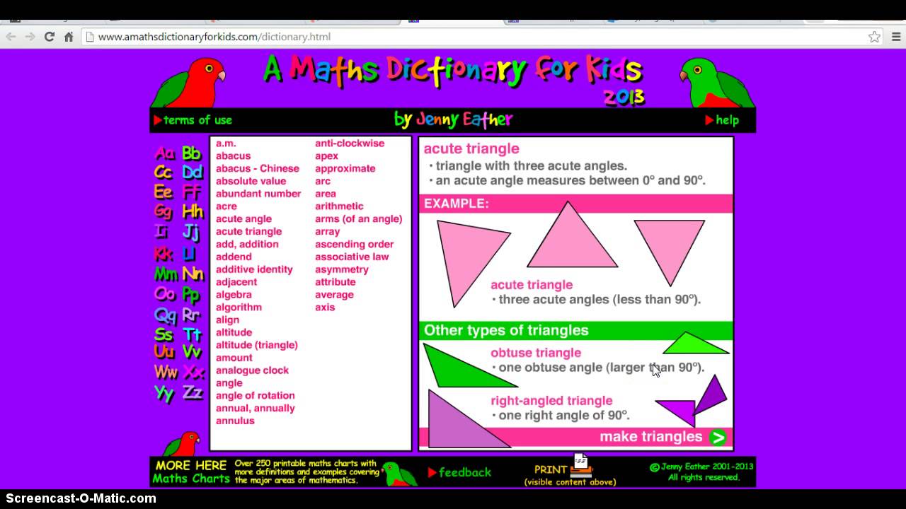 A Maths Dictionary for Kids 2013 Screencast