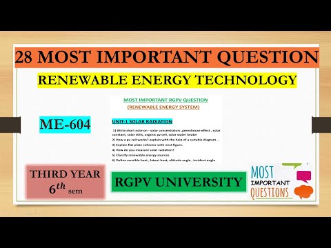 Rgpv renewable energy technology important questions btech ME -604