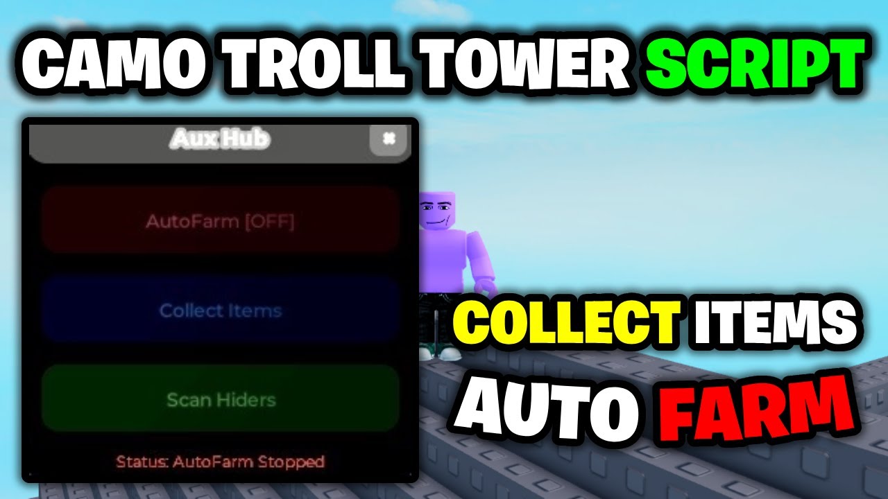 [OP💎] Camo Troll Tower Script - *Auto Farm & Collect Items* ROBLOX