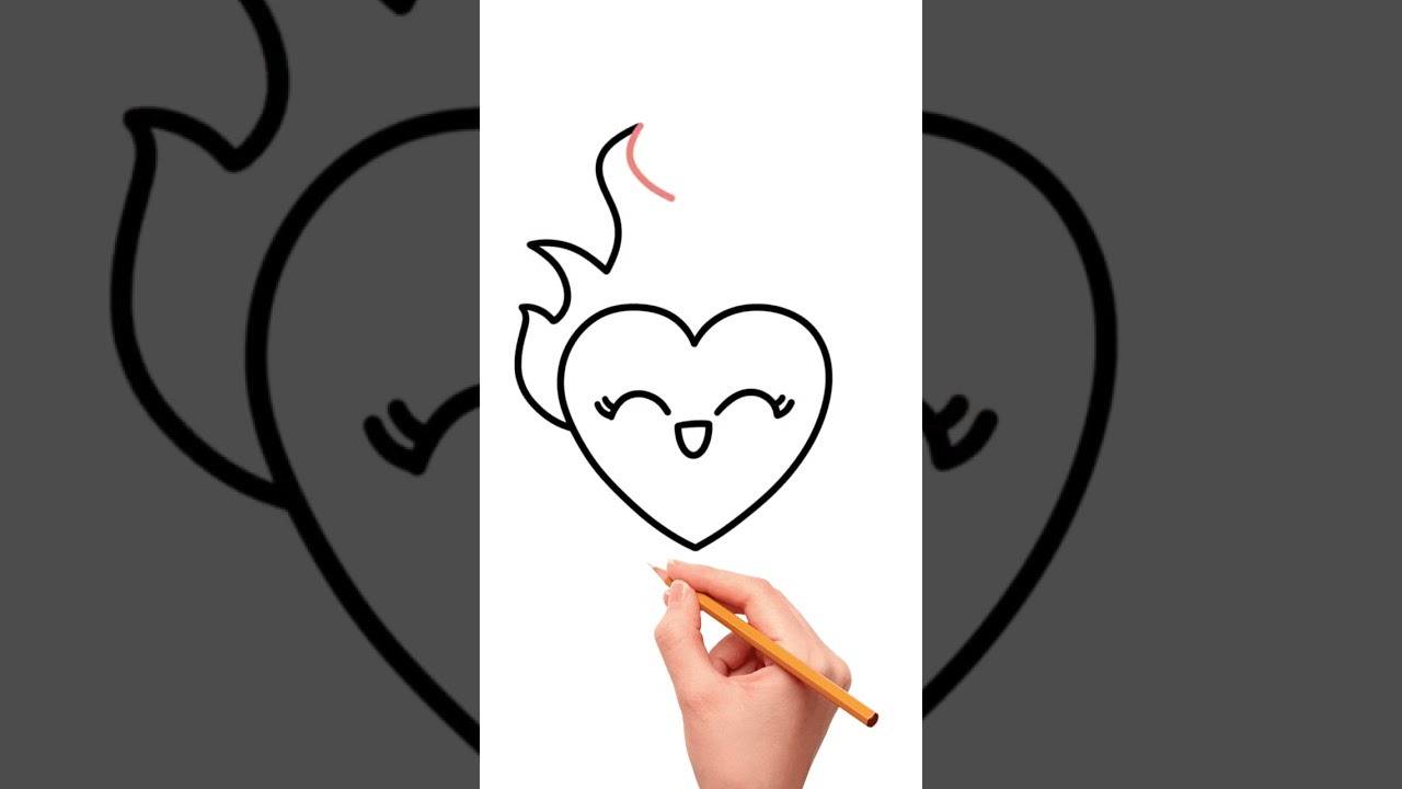 DRAWING VALENTINES DAY HEART on FIRE💕DIBUJO DÍA SAN VALENTÍN CORAZÓN EN FUEG💕DESENHAR VALENTINAS DIA