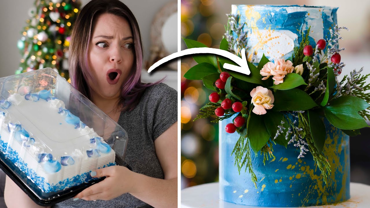 Turning a $20 Grocery Store Cake into a Winter Wedding Cake!