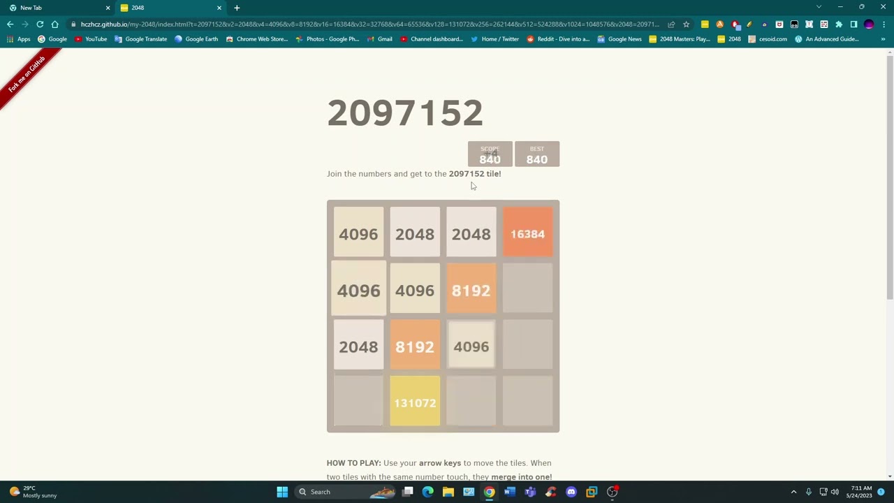 Playing Customizable 2048 | Reaching the 524288 tile!