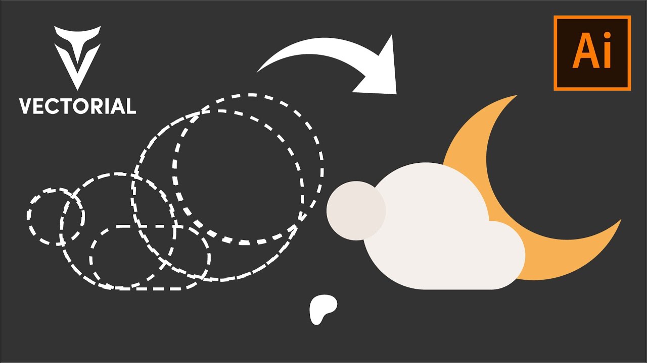 How to draw Night icon in ADobe Illustrator - TOO EASY