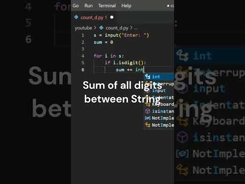 Sum of All Digit Between String in Python #shorts #short #python