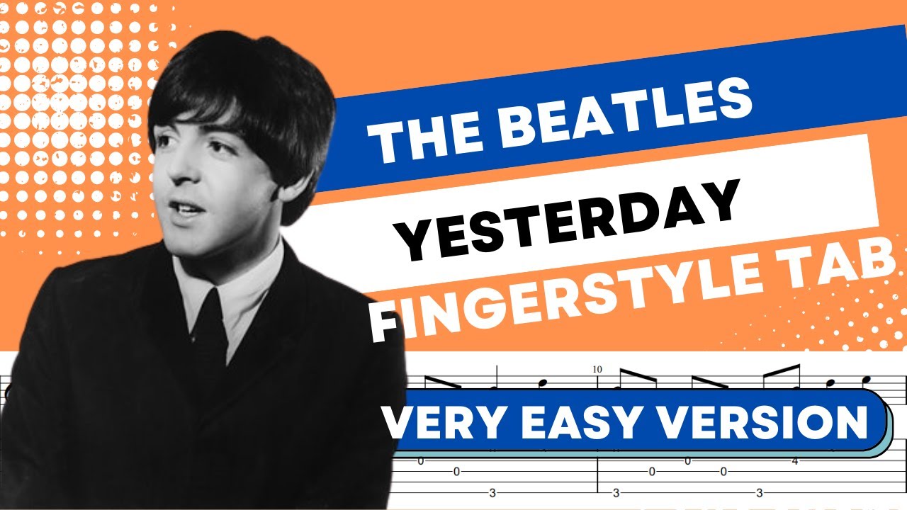 YESTERDAY - THE BEATLES - VERY EASY Fingerstyle Guitar Tab For BEGINNERS With PDF Download