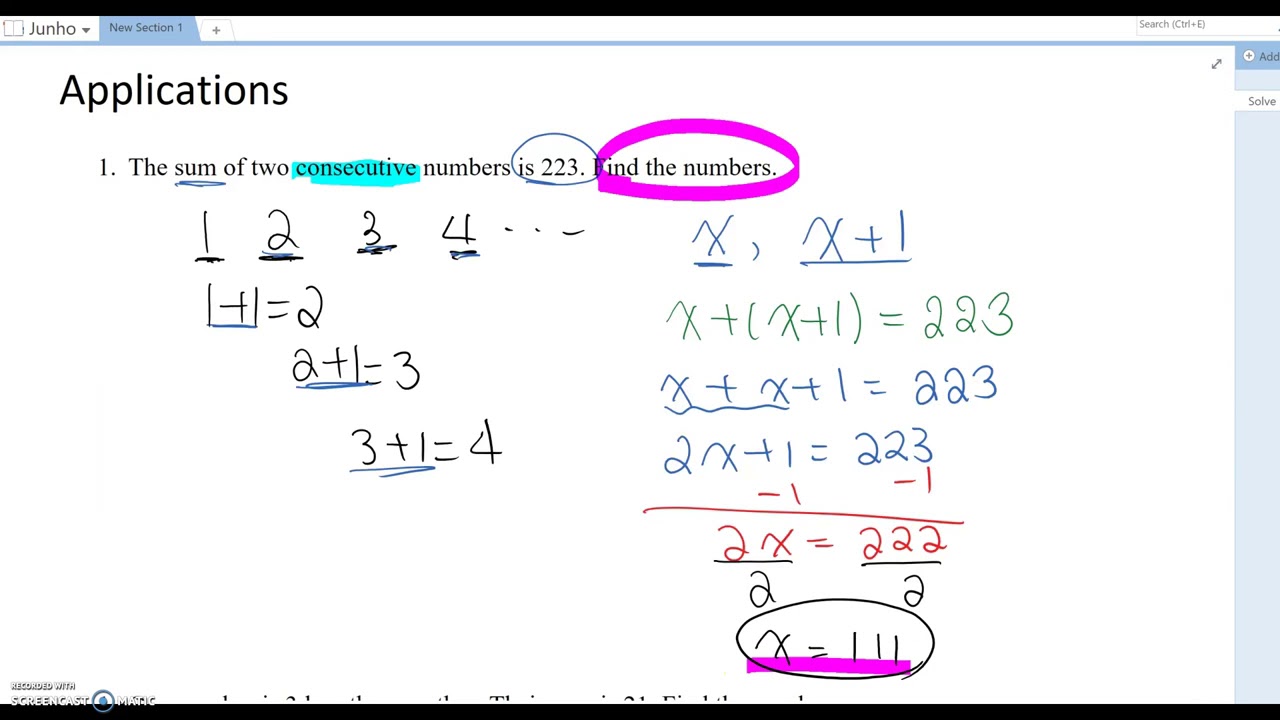 Linear Equations in One Variable: Application Part 1