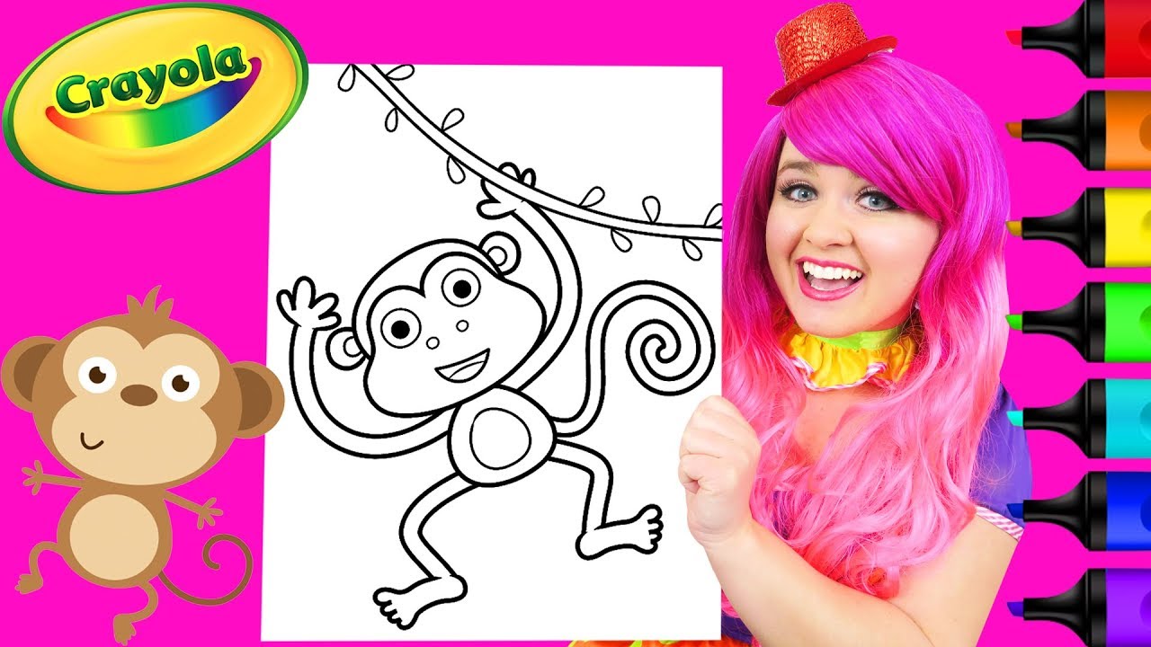 Coloring Cute Monkey Crayola Coloring Page Prismacolor Markers | KiMMi THE CLOWN