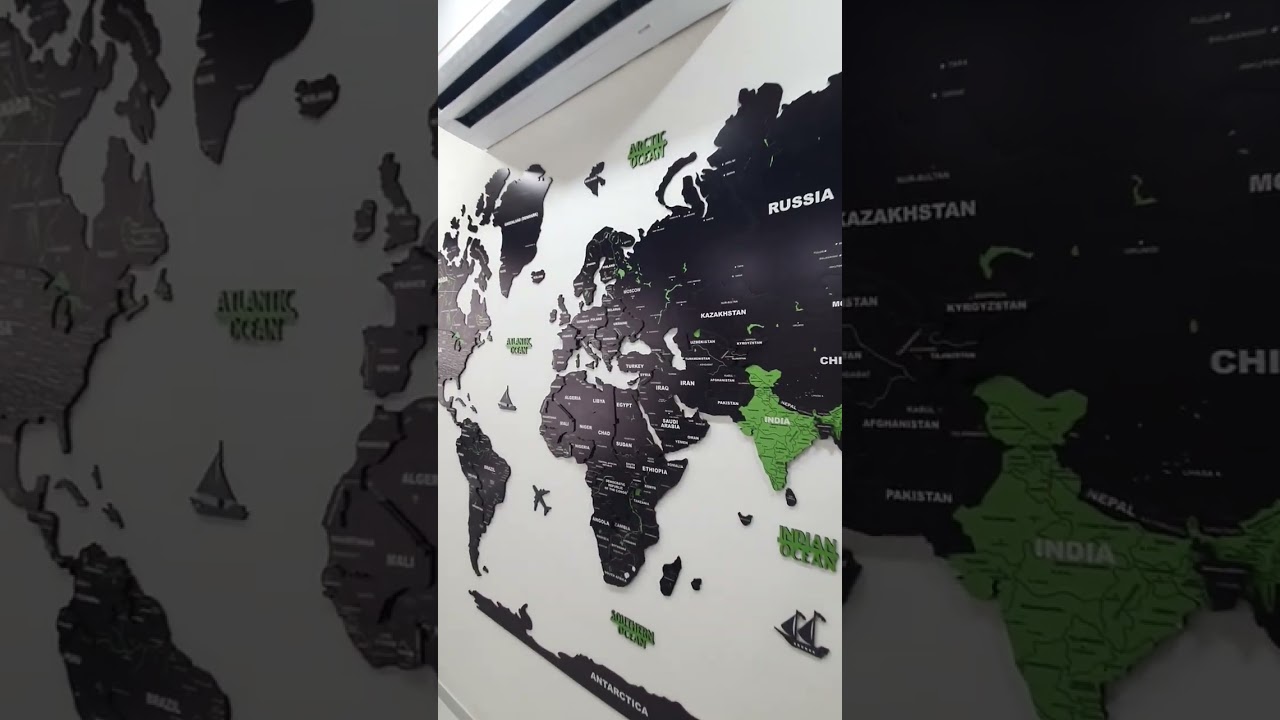 3D Black and Green Wooden Map |  The Map Store