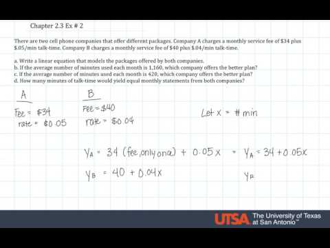 Set up a linear equation to solve a real-world application.