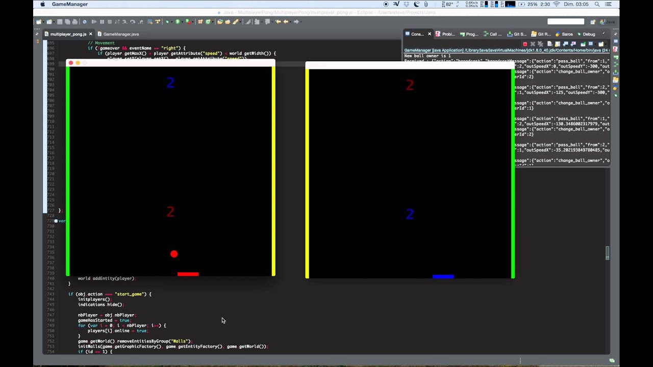 GameEngine - MultiplayerPong (Java + JavaScript)