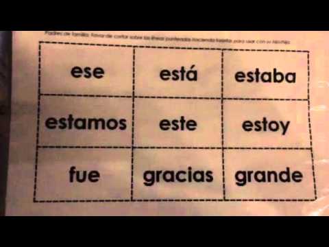 Kindergarten Spanish high frequency words