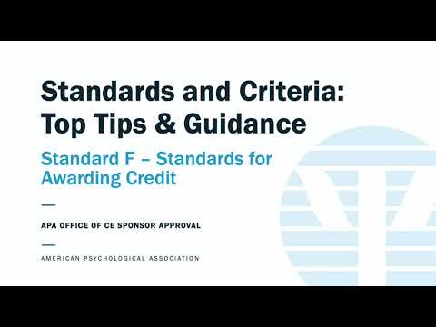 Standard F - Standards for Awarding Credit