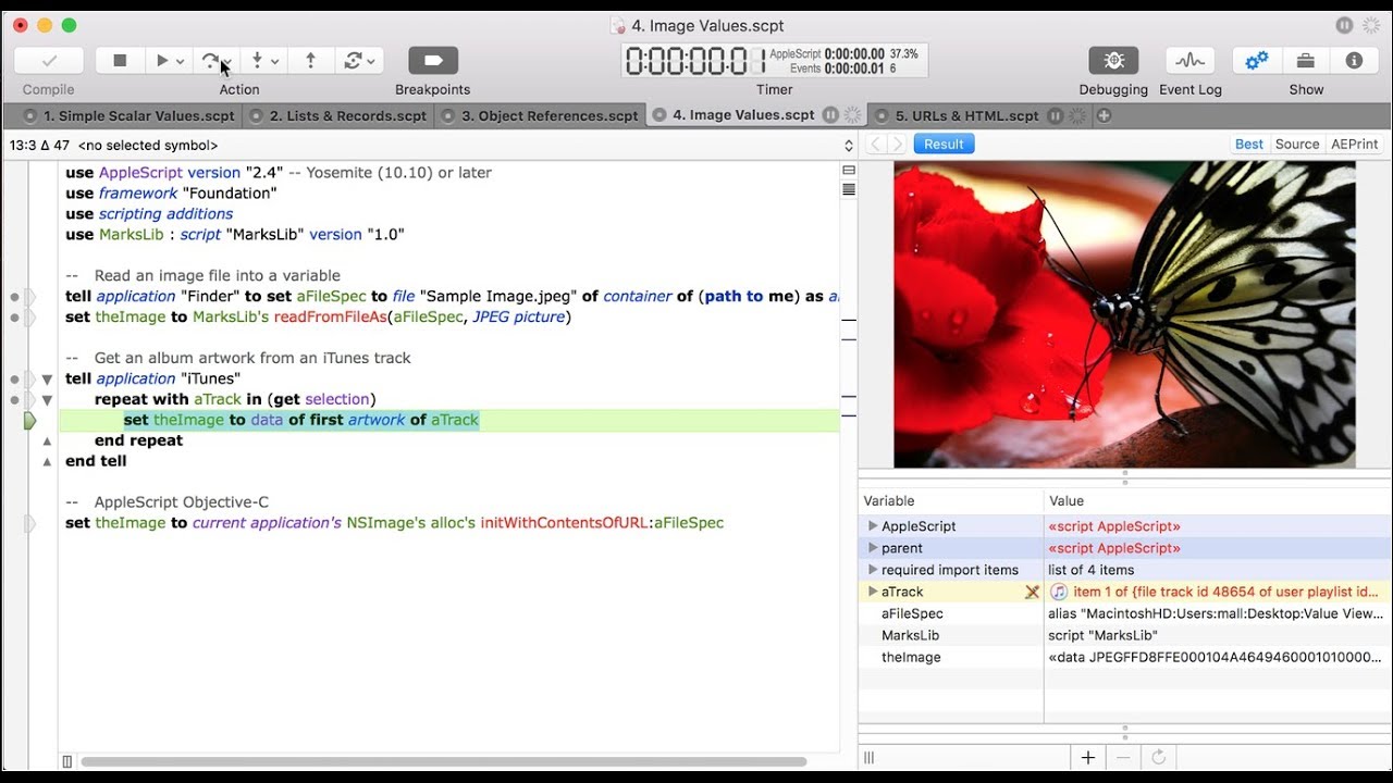 Script Debugger 7: Viewing Variables & Values