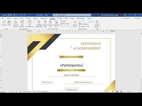 How to auto generate names for your certificates using MS Word and Excel