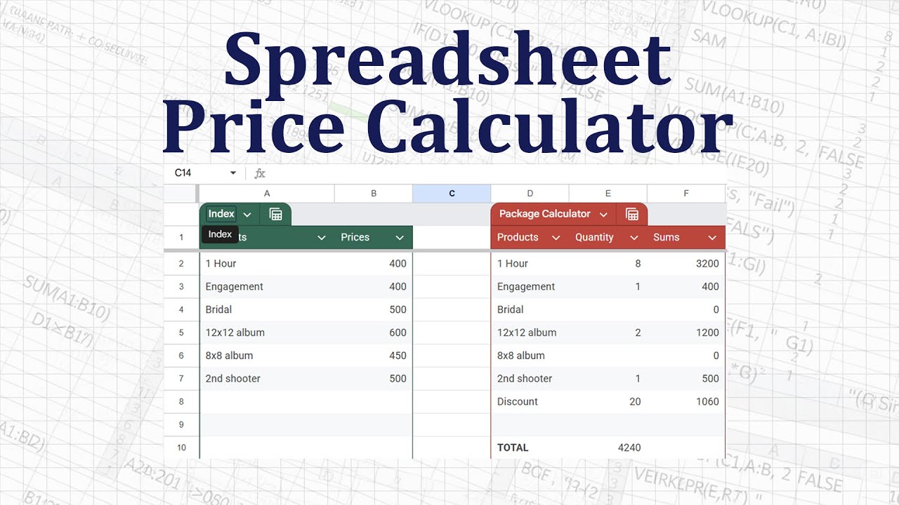 Use Google Sheets to Calculate Prices