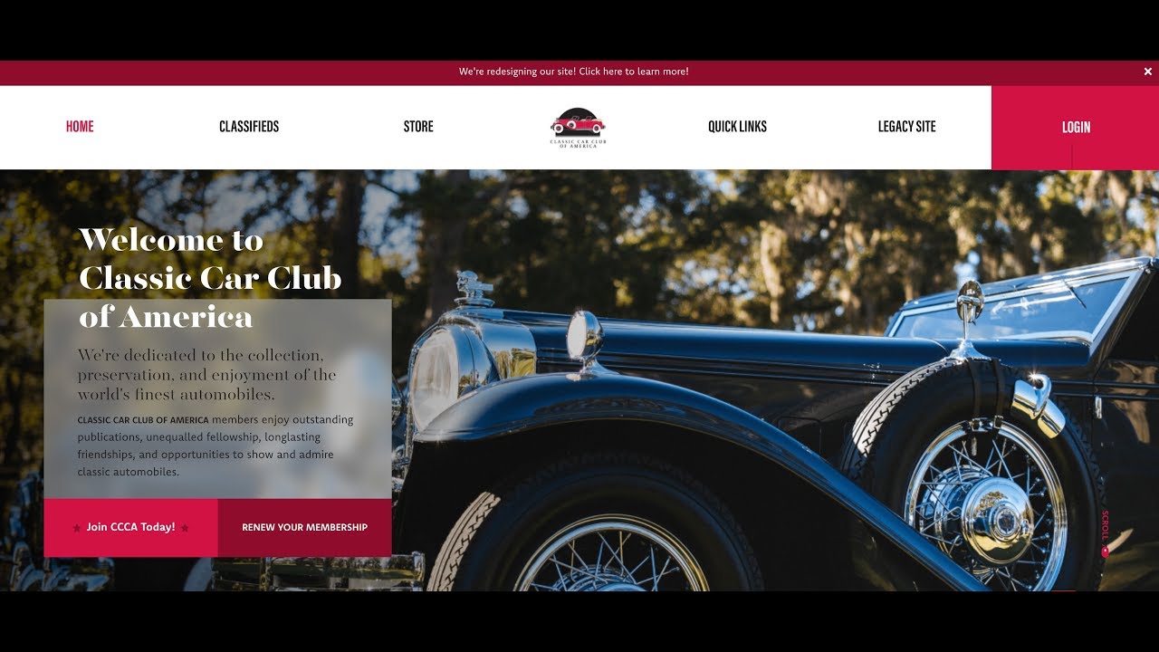 Classic Car Club of America - Website Announcement