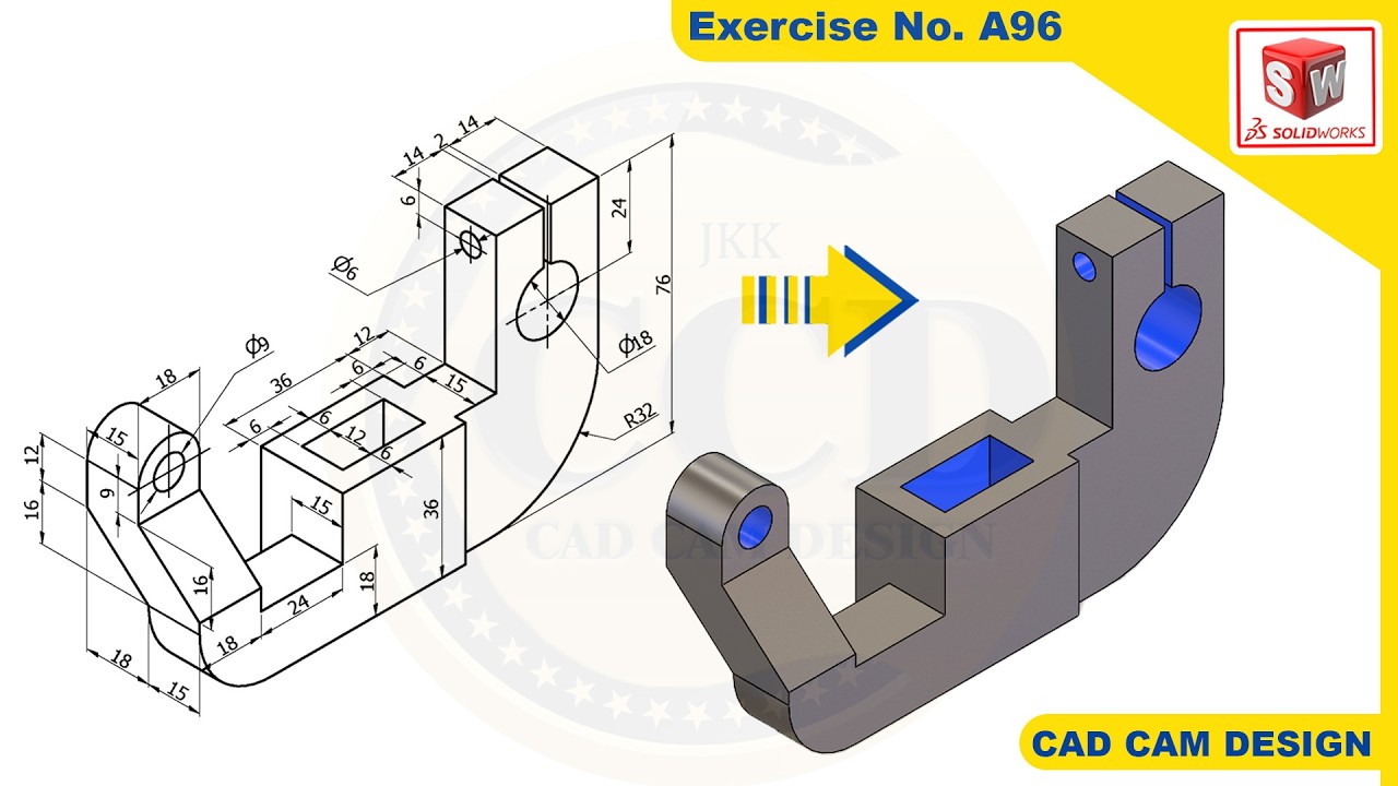 SolidWorks Tutorial for beginners Exercise A96