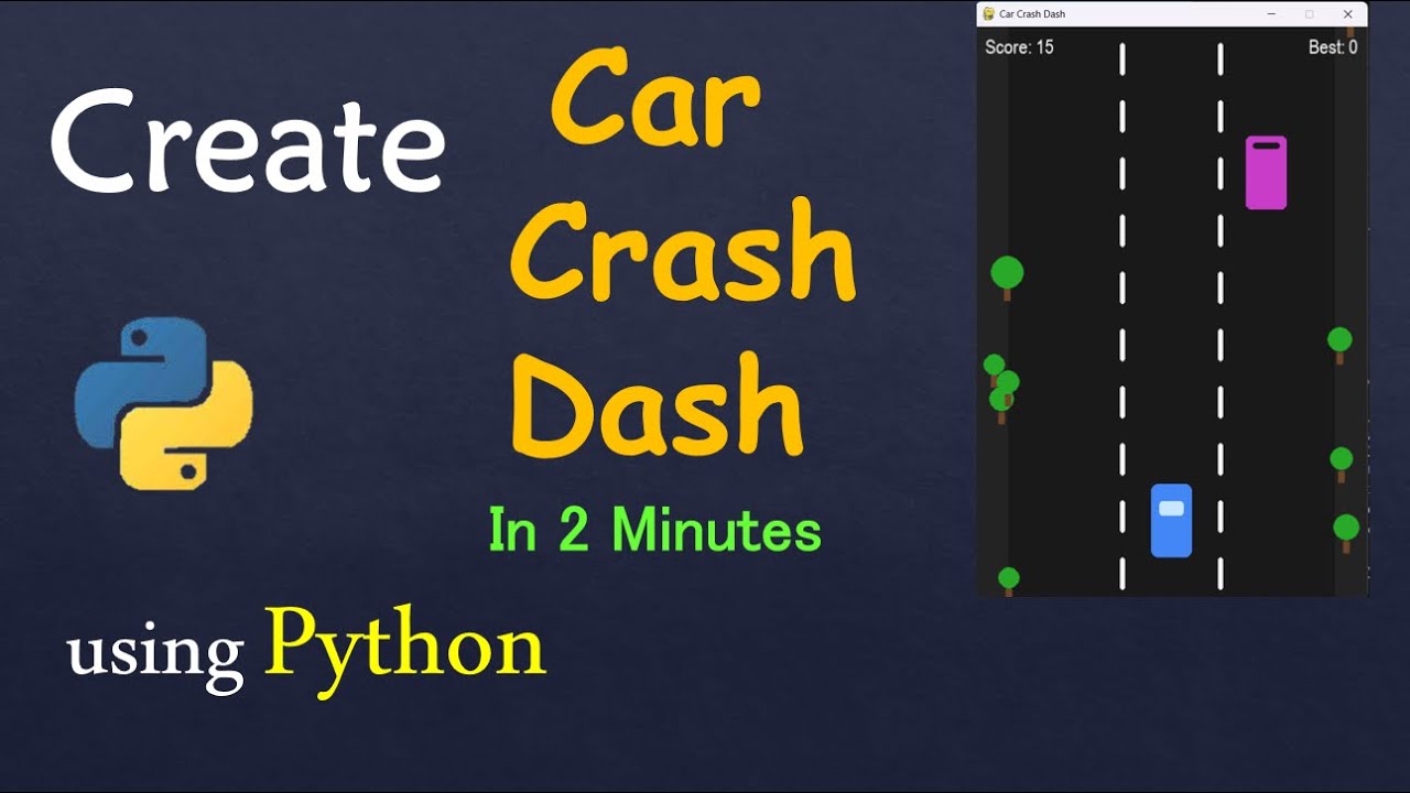 Create Car Crash Python Game using Pygame | Python mini project for beginners #python 