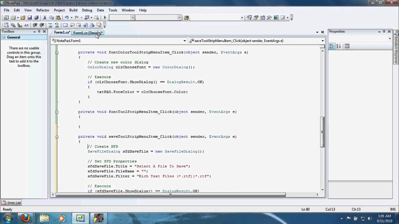 C# Real-World Application Examples: Text Editor (Part 1) [HD]