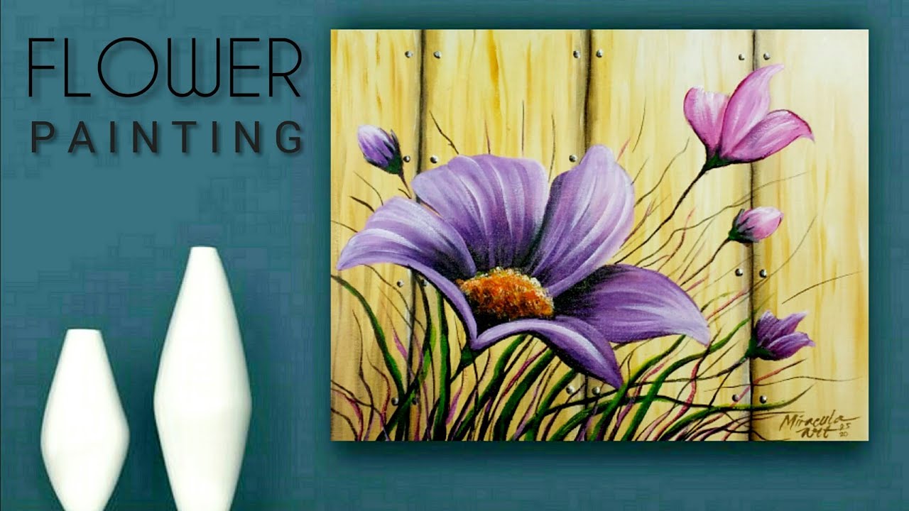 Simple! Cara Melukis Bunga Dengan Cat | Acrylic Colors