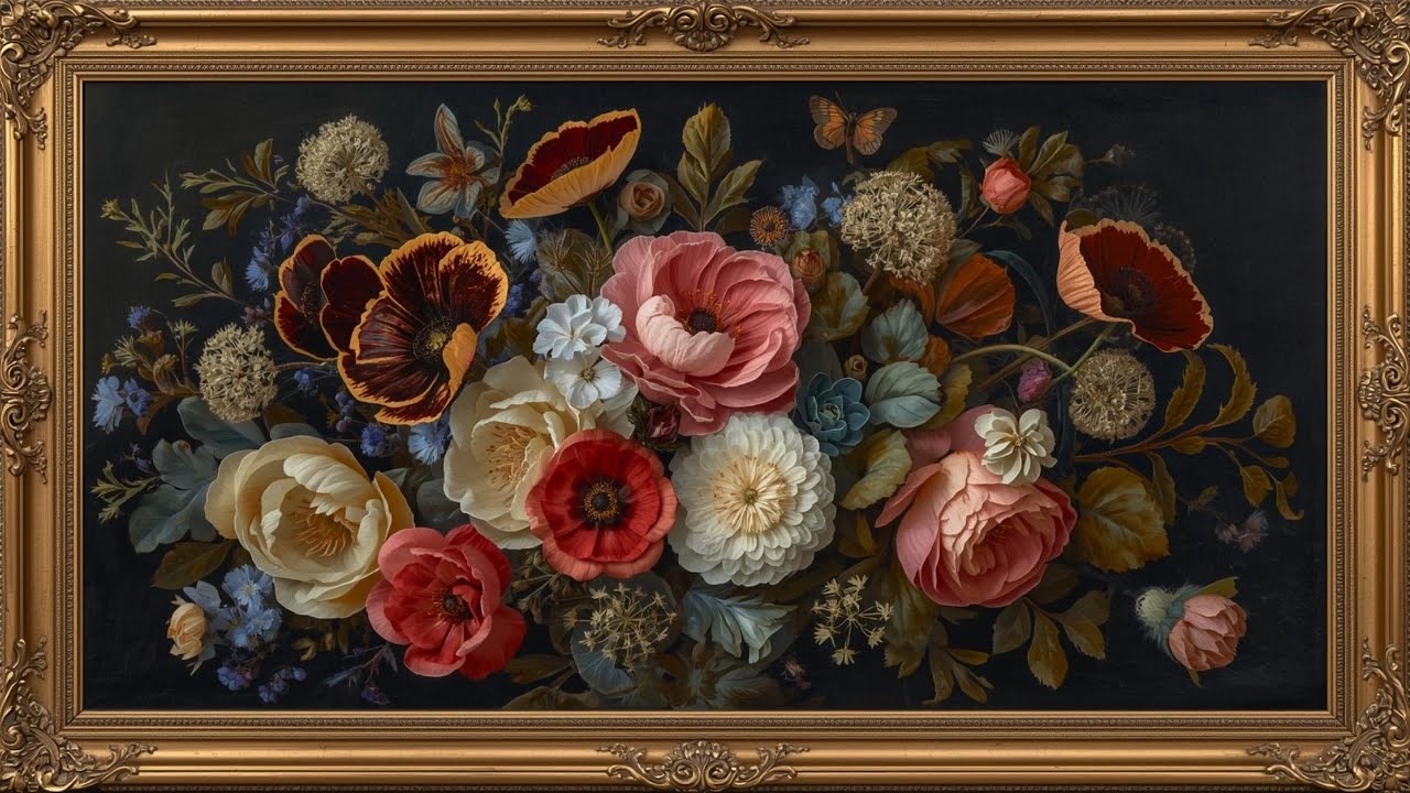 Vintage Whimsical Garden Mood Wallpaper Background | Ultra HD 4K | Framed Original Digital Art