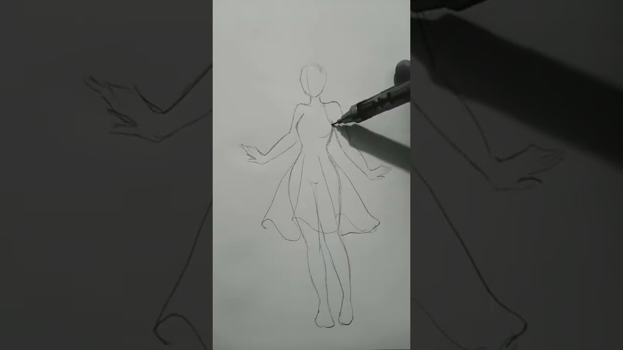Cómo dibujar MUJER con vestido paso a paso muy FÁCIL 💃 #shorts | Trucos Lindos Shorts