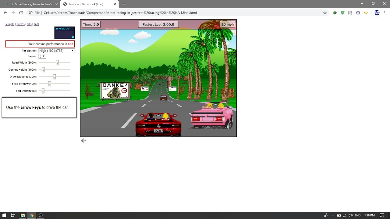 3D STREET RACING GAME IN JAVASCRIPT WITH SOURCE CODE