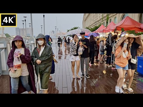 Cambodia Rainy Weather River Walk, Rainy Walk, Cool Walking 2023