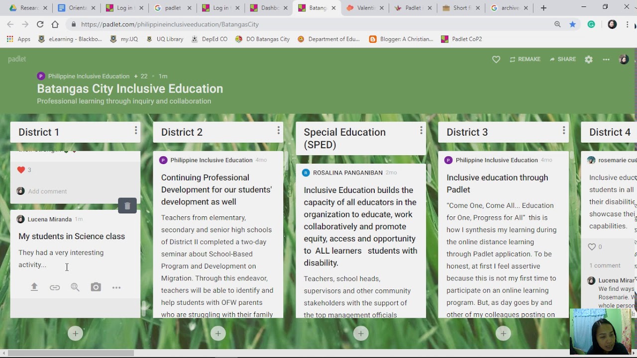 Your Padlet dashboard and adding posts and comments