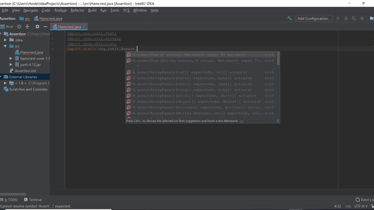 AssertThat function in Java