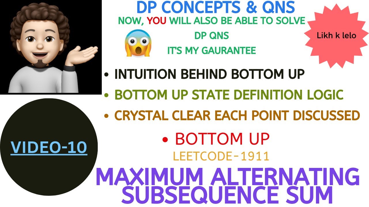 Understanding Maximum Alternating Subsequence Sum A Bottom Up Dynamic Programming Approach