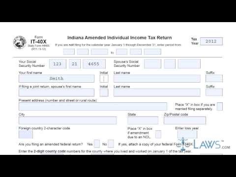 Form IT 40X Indiana Amended Individual Income Tax Return