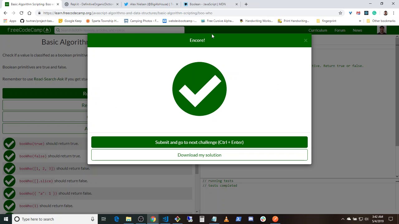 Basic Algorithm Scripting Boo who Solution - freeCodeCamp