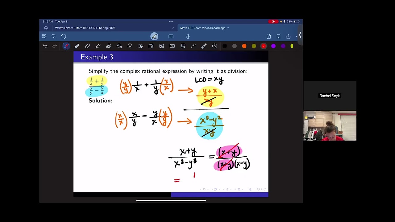 7.3 Simplify Complex Rational Expressions --Lesson 26