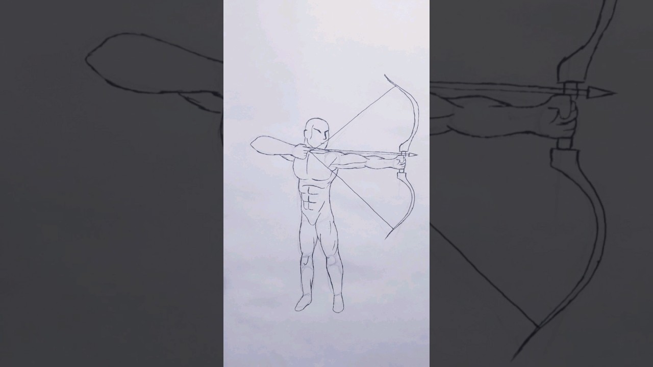 How to draw human holding arrow and bow.