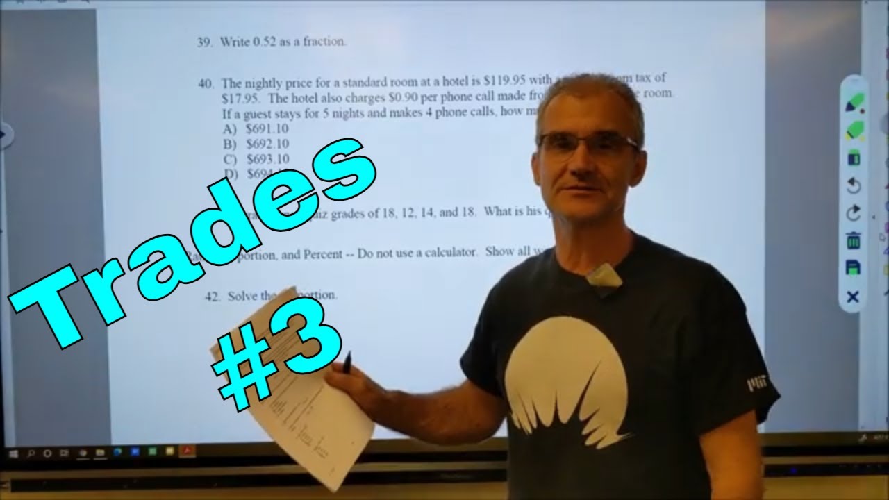 Practice Problems #3 to Prepare for Trades Math Test with Link