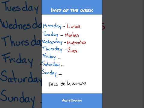 Days of the Week in Spanish
