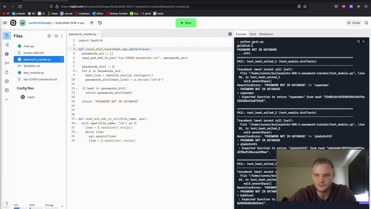 Sha1 password cracker - Python | FreeCodeCamp