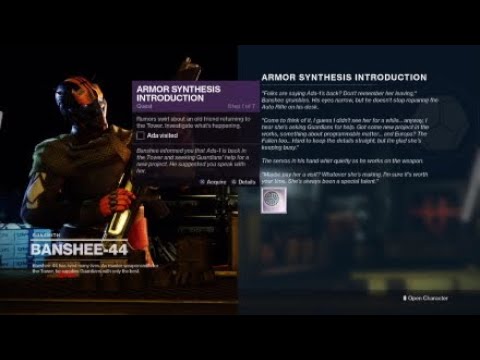 Armor Synthesis Introduction | Speak to Banshee-44 | Season of the Splicer